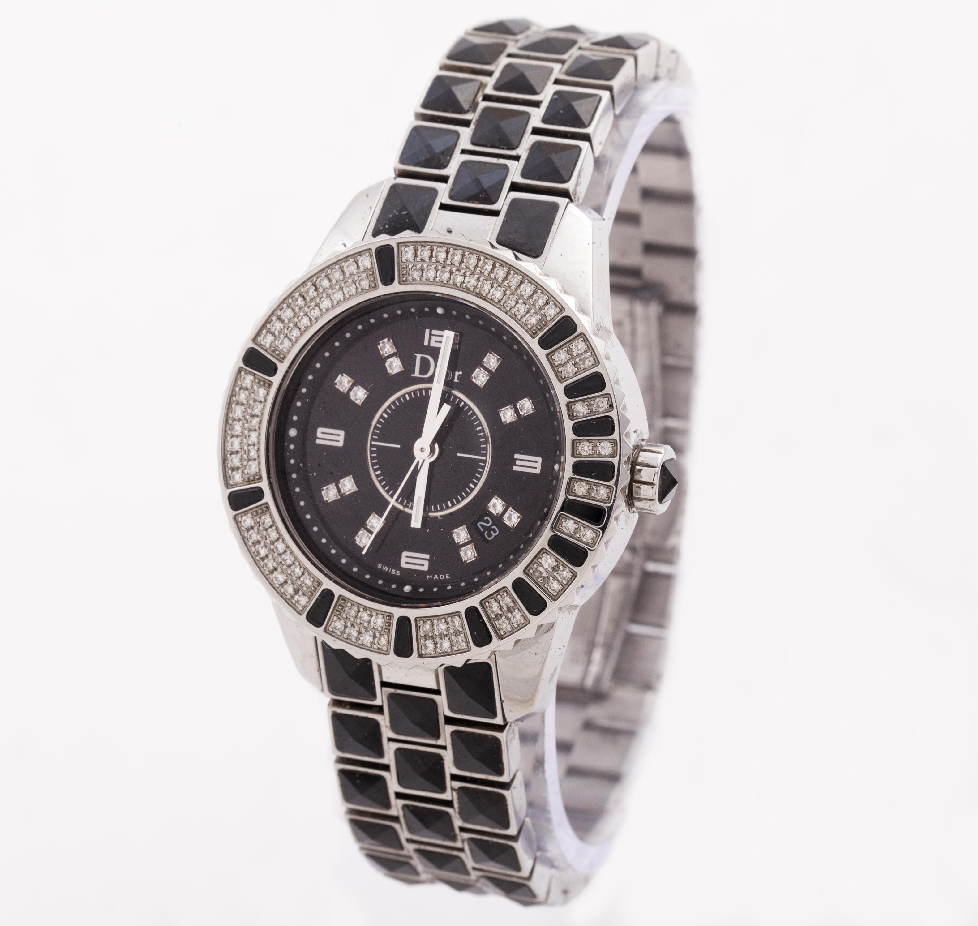Dior, RELOJ DIOR EN ACERO INOXIDABLE, DIAMANTES Y ONIX
